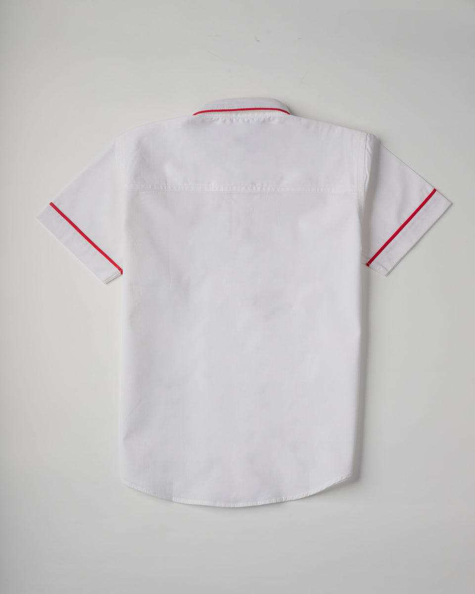 WHITE SHIRT WITH RED PIPPING – Little & Loom