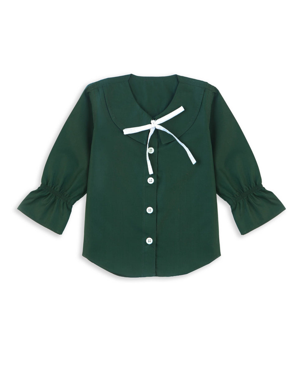 GIRLS FORMAL SHIRT GREEN – Little & Loom